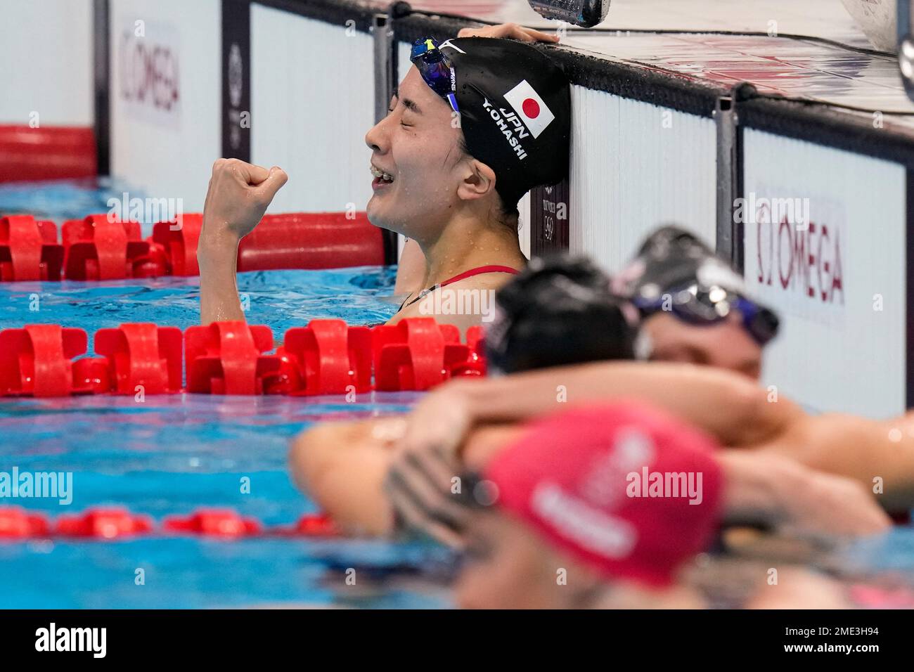 Yui Ohashi, of Japan, celebrates after winning the women's 200-meter ...