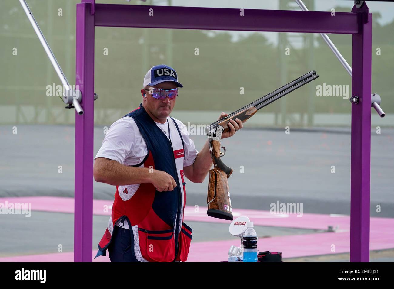 Derrick Scott Mein, of the United States, competes in the men's trap at ...