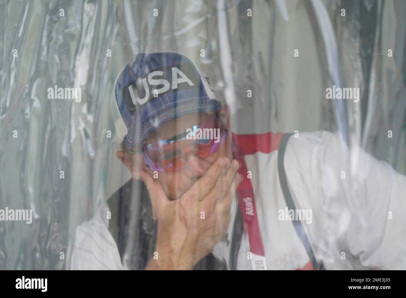 Derrick Scott Mein, of the United States, pauses in a cooling tent ...