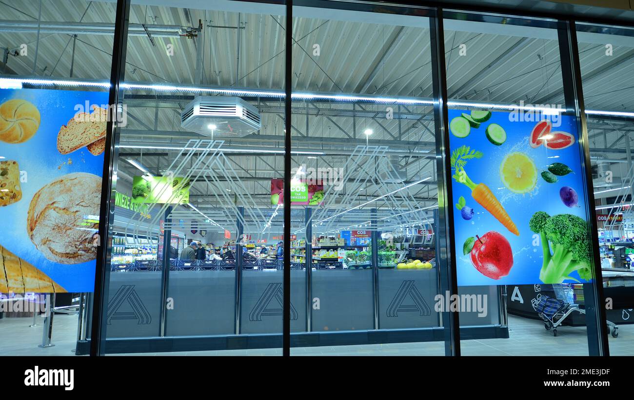Warsaw, Poland. 29 November 2022. Night view of a supermarket of the ...