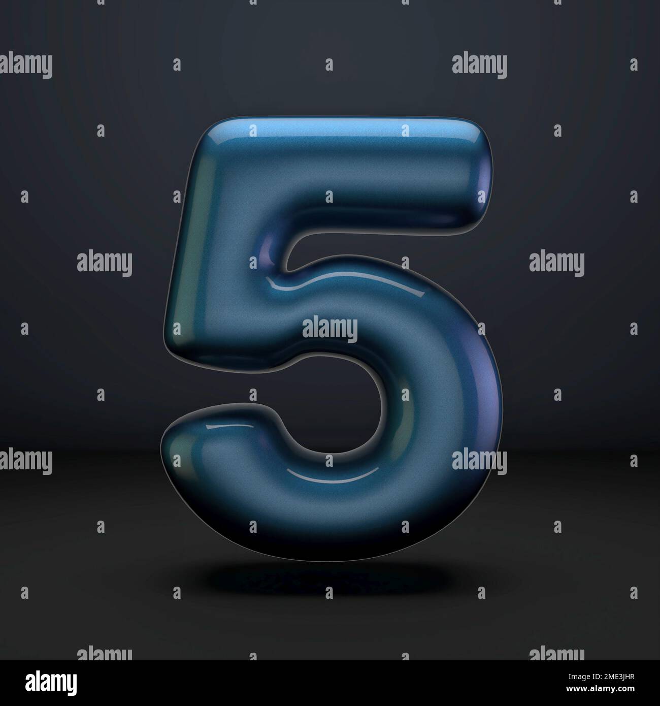 Dark blue shiny font Number 5 FIVE 3D rendering illustration isolated ...