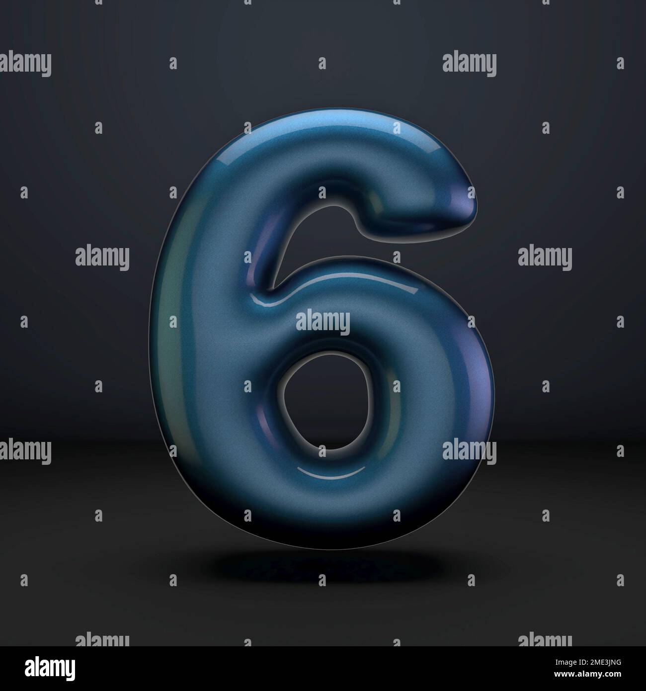 Dark blue shiny font Number 6 SIX 3D rendering illustration isolated on ...