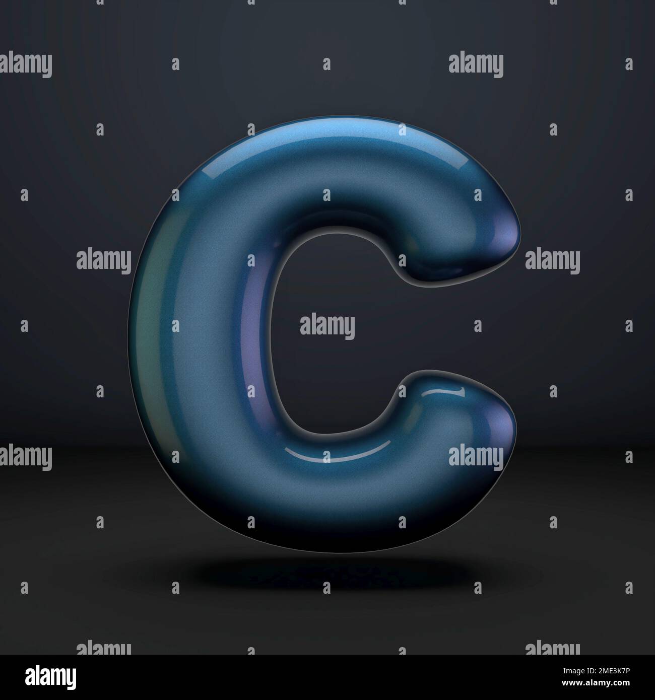 Dark blue shiny font Letter C 3D rendering illustration isolated on ...
