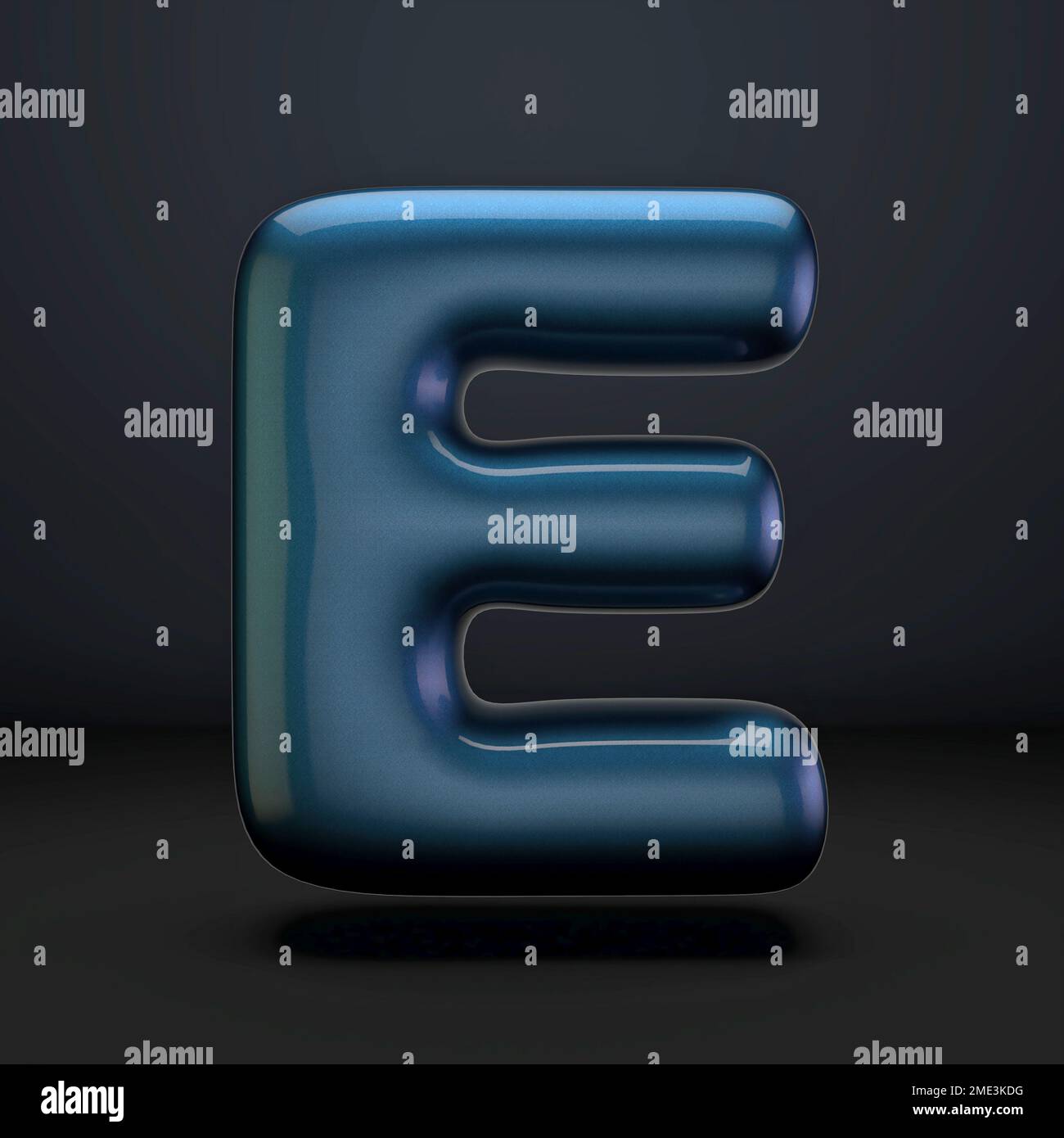 Dark blue shiny font Letter E 3D rendering illustration isolated on ...