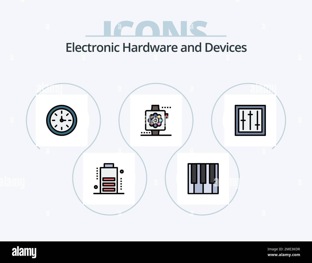 Devices Line Filled Icon Pack 5 Icon Design. devices. charge. freeze ...