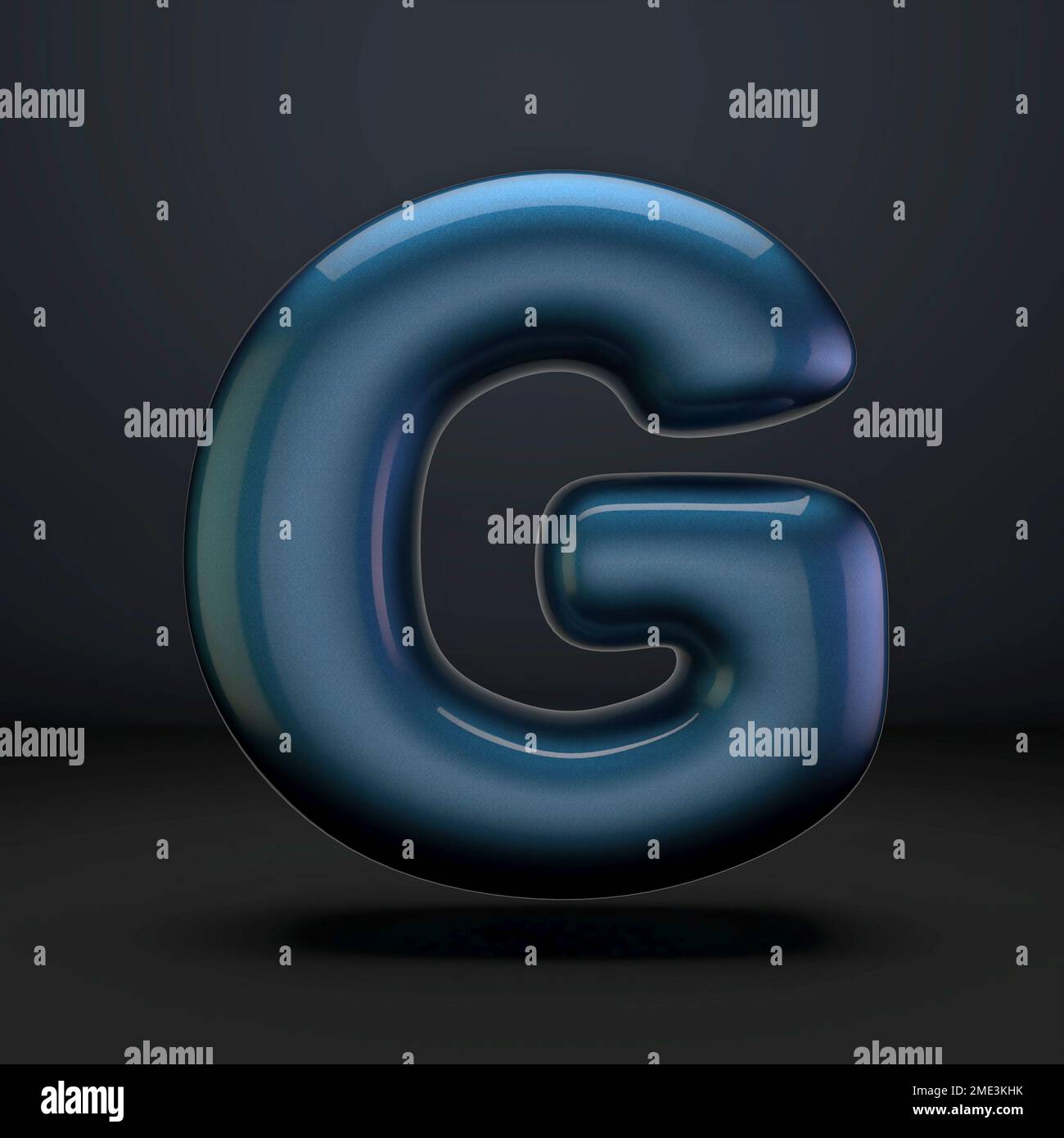 Dark blue shiny font Letter G 3D rendering illustration isolated on ...