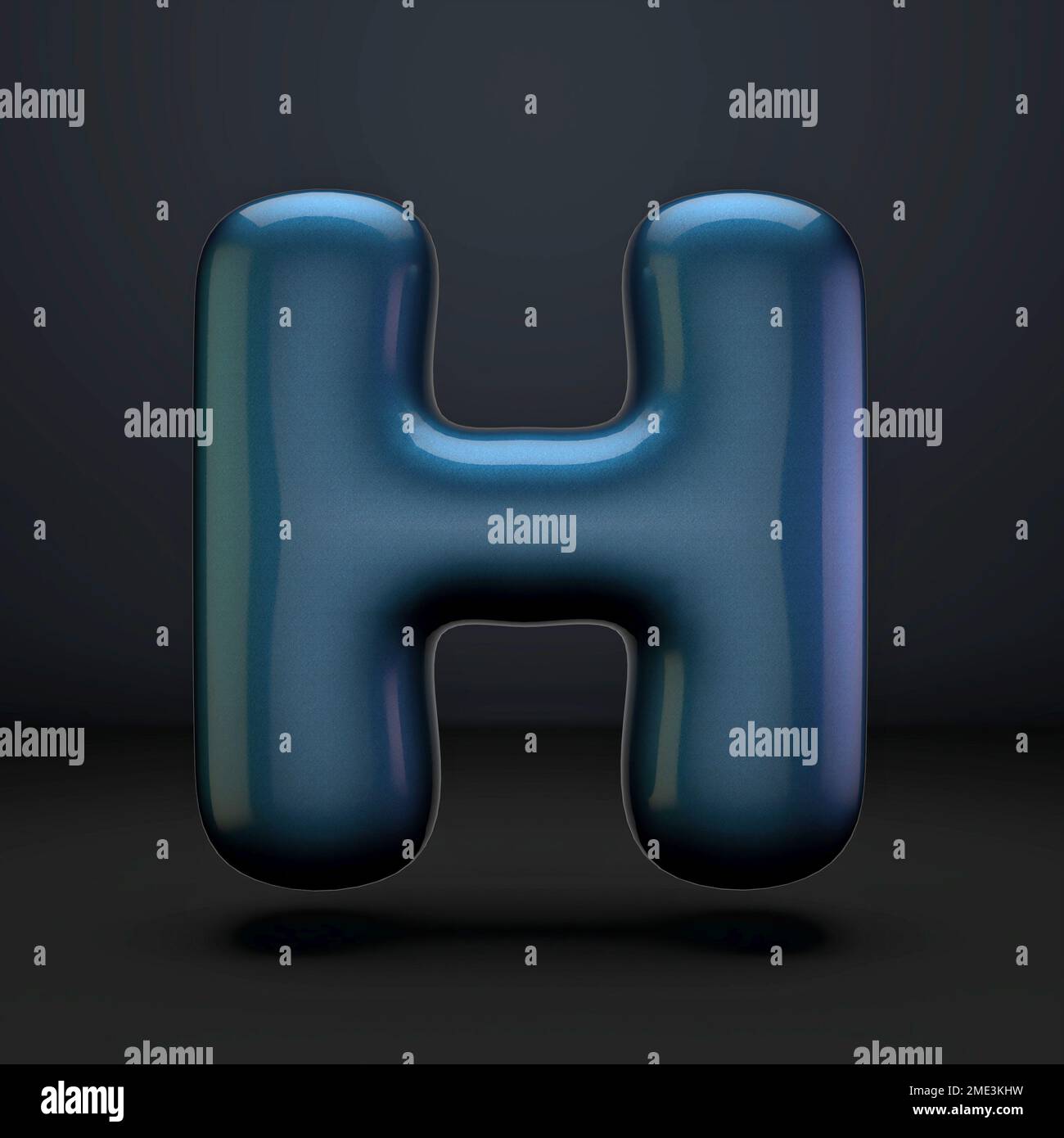 Dark blue shiny font Letter H 3D rendering illustration isolated on ...