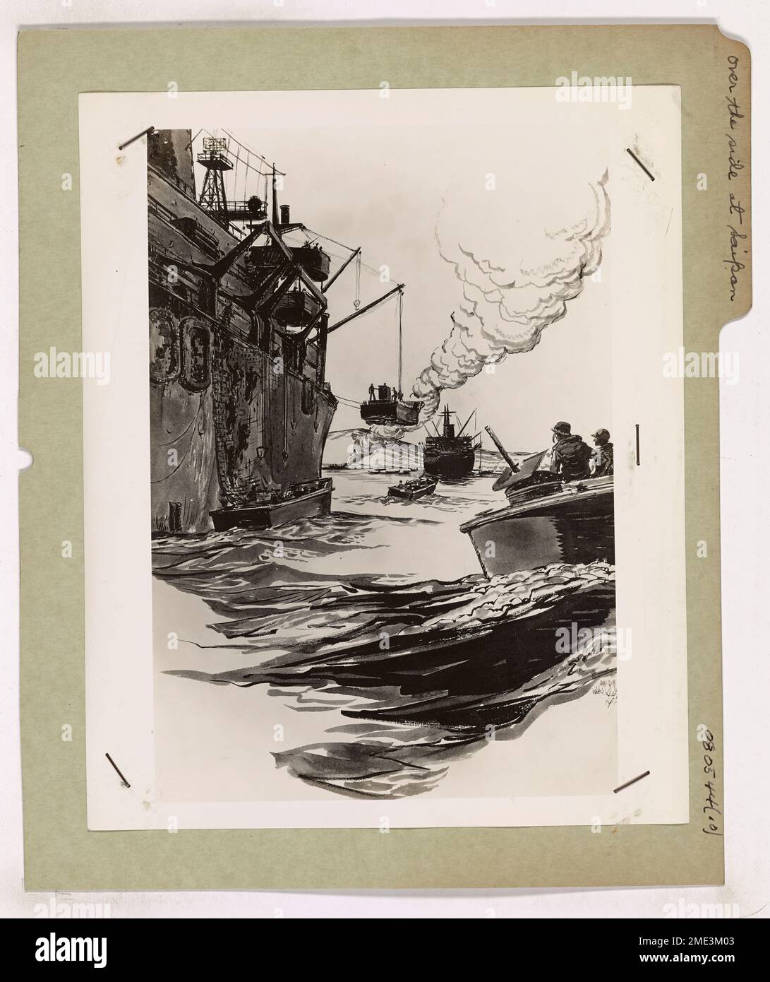 This image shows Marines loading into landing craft during the invasion ...