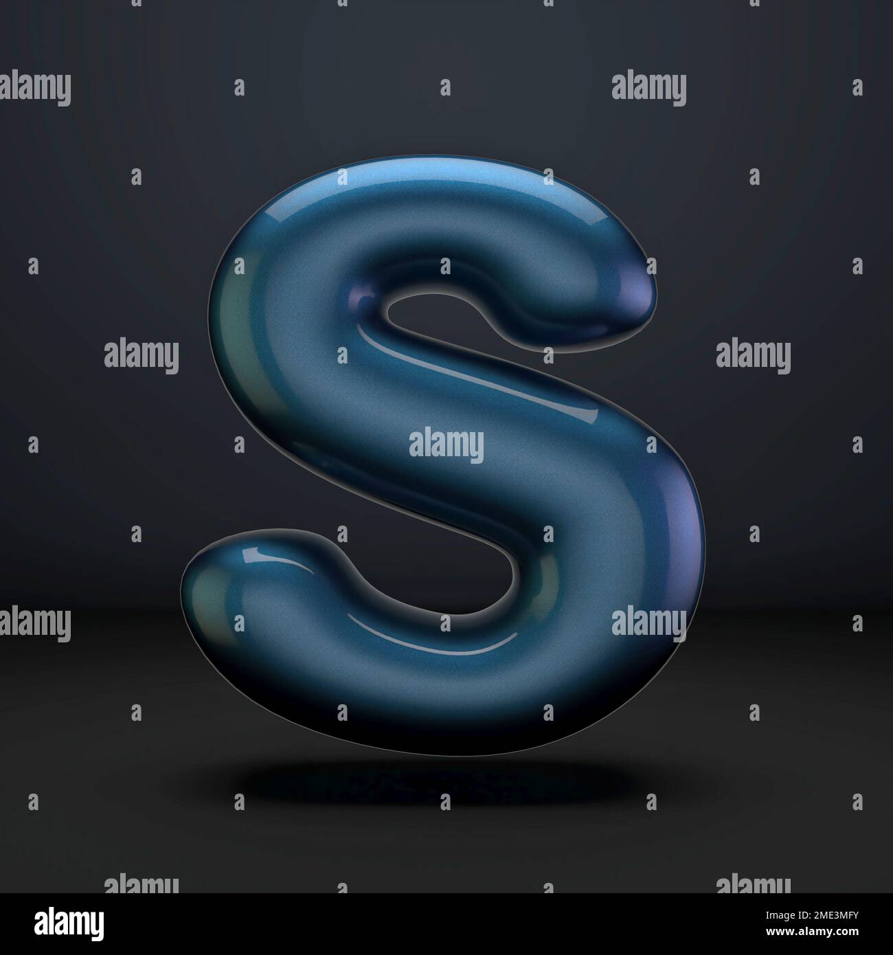 Dark blue shiny font Letter S 3D rendering illustration isolated on ...
