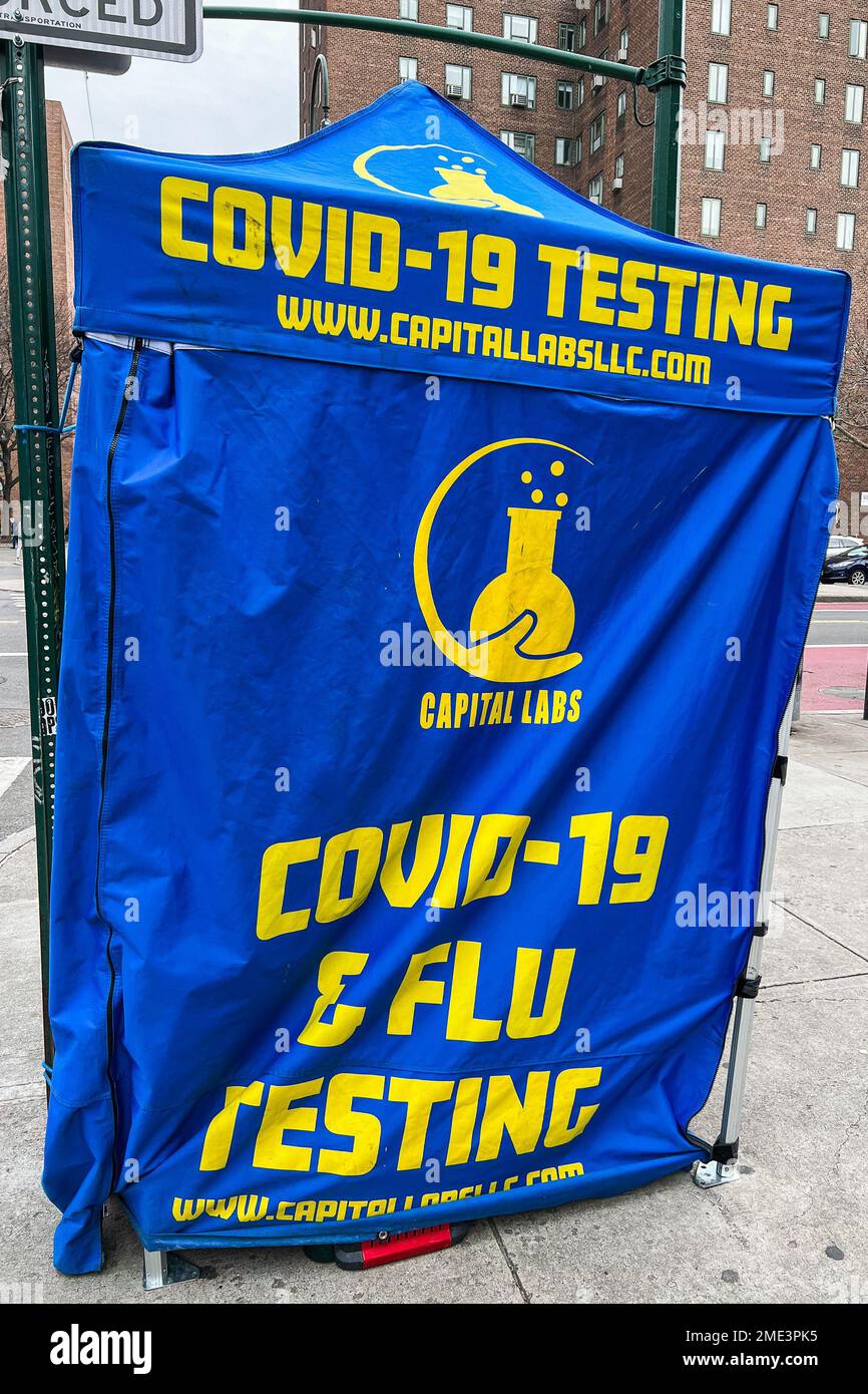 A portable testing booth for COVID-19 and influenza is set up at the ...