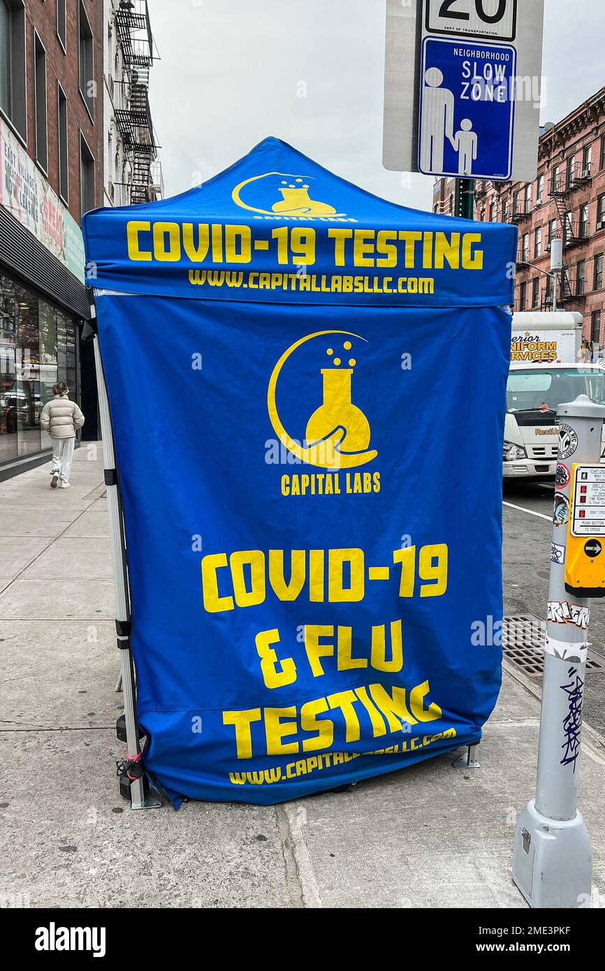 A portable testing booth for COVID-19 and influenza is set up at the ...