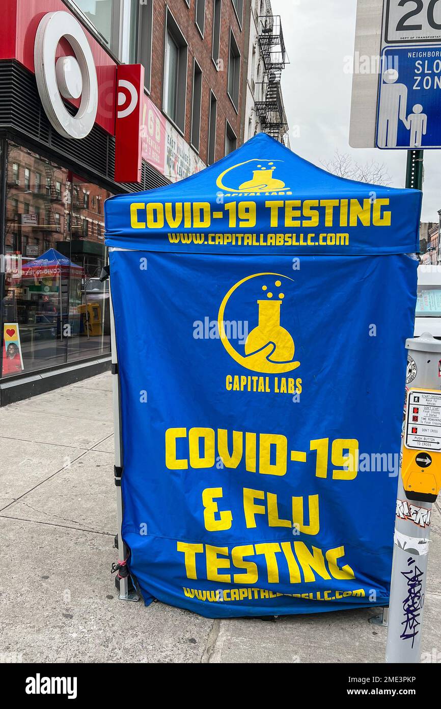 A portable testing booth for COVID-19 and influenza is set up at the ...