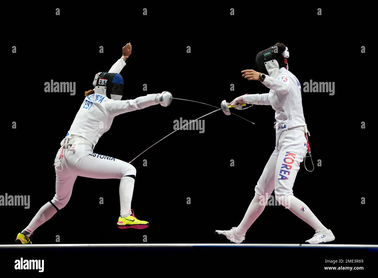 Julia Beljajeva of Estonia, left, and Injeong Choi of South Korea ...