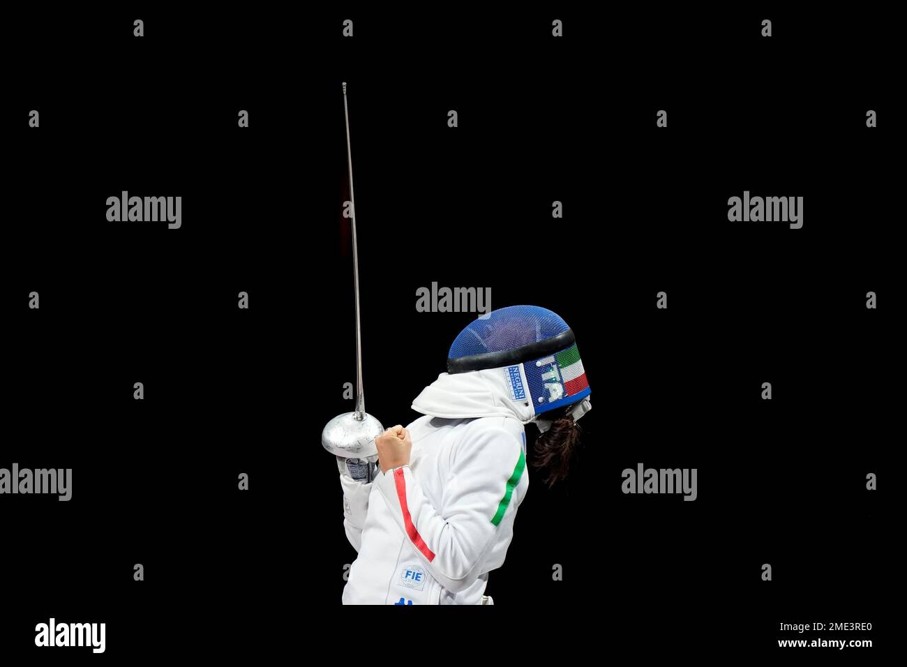 Federica Isola of Italy celebrates after winning the the final bout of ...