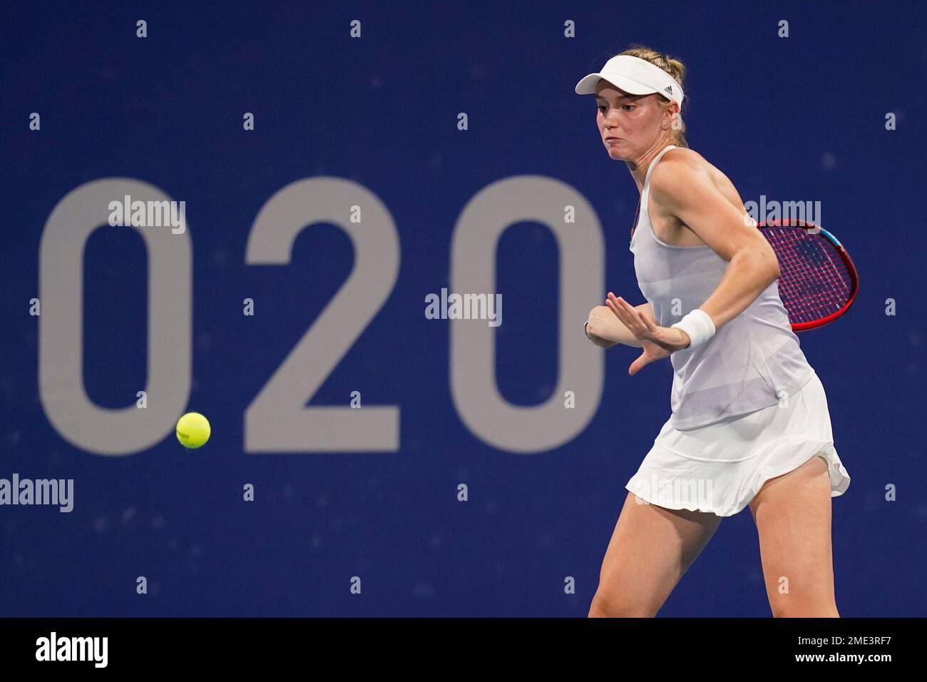 Elena Rybakina, of Kazakhstan, returns to Donna Vekic, of Croatia ...
