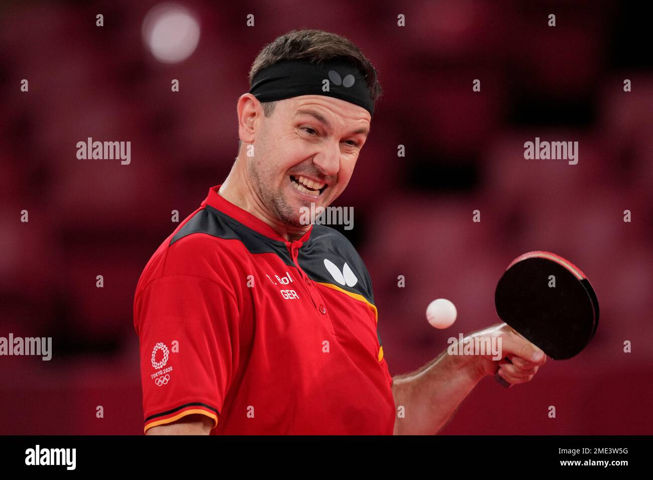 Germany's Timo Boll competes during the table tennis men's singles ...