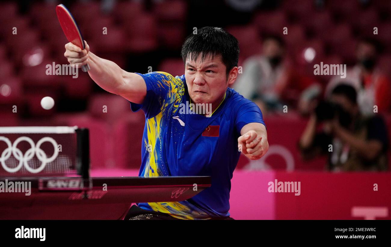 China's Fan Zhendong compretes during the table tennis men's singles ...