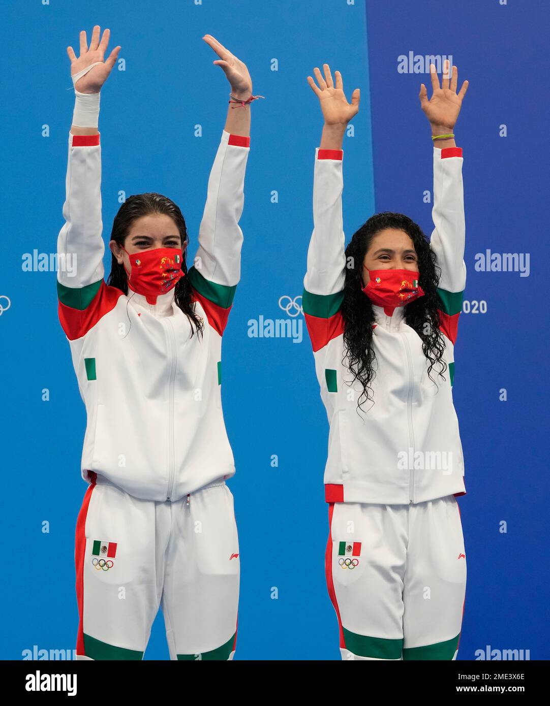 Gabriela Agundez Garcia and Alejandra Orozco Loza of Mexico react after ...