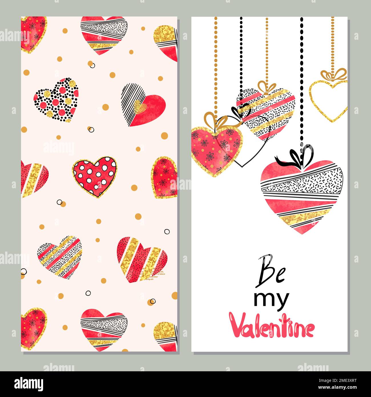 Valentines card design template. Vector romantic background with hand ...