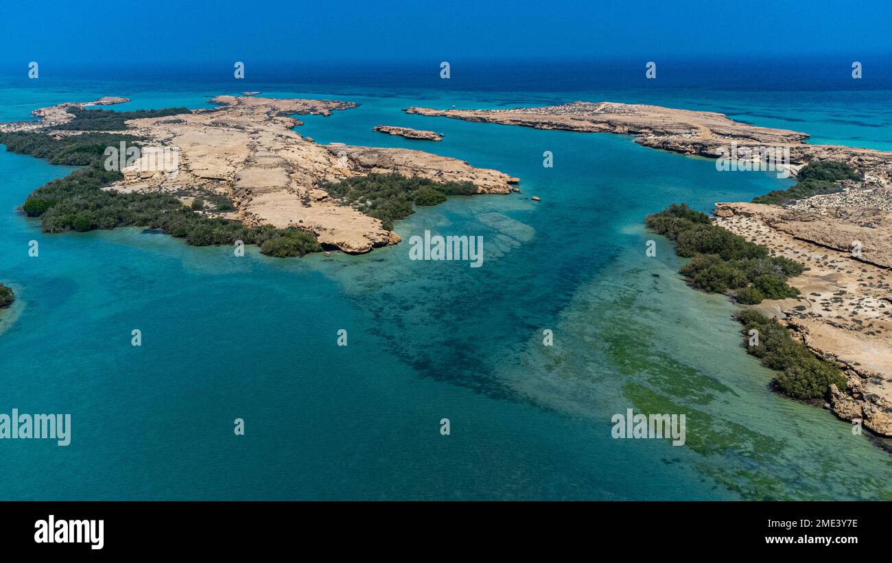 Saudi Arabia, Jazan Province, Aerial view of Farasan Islands in summer ...