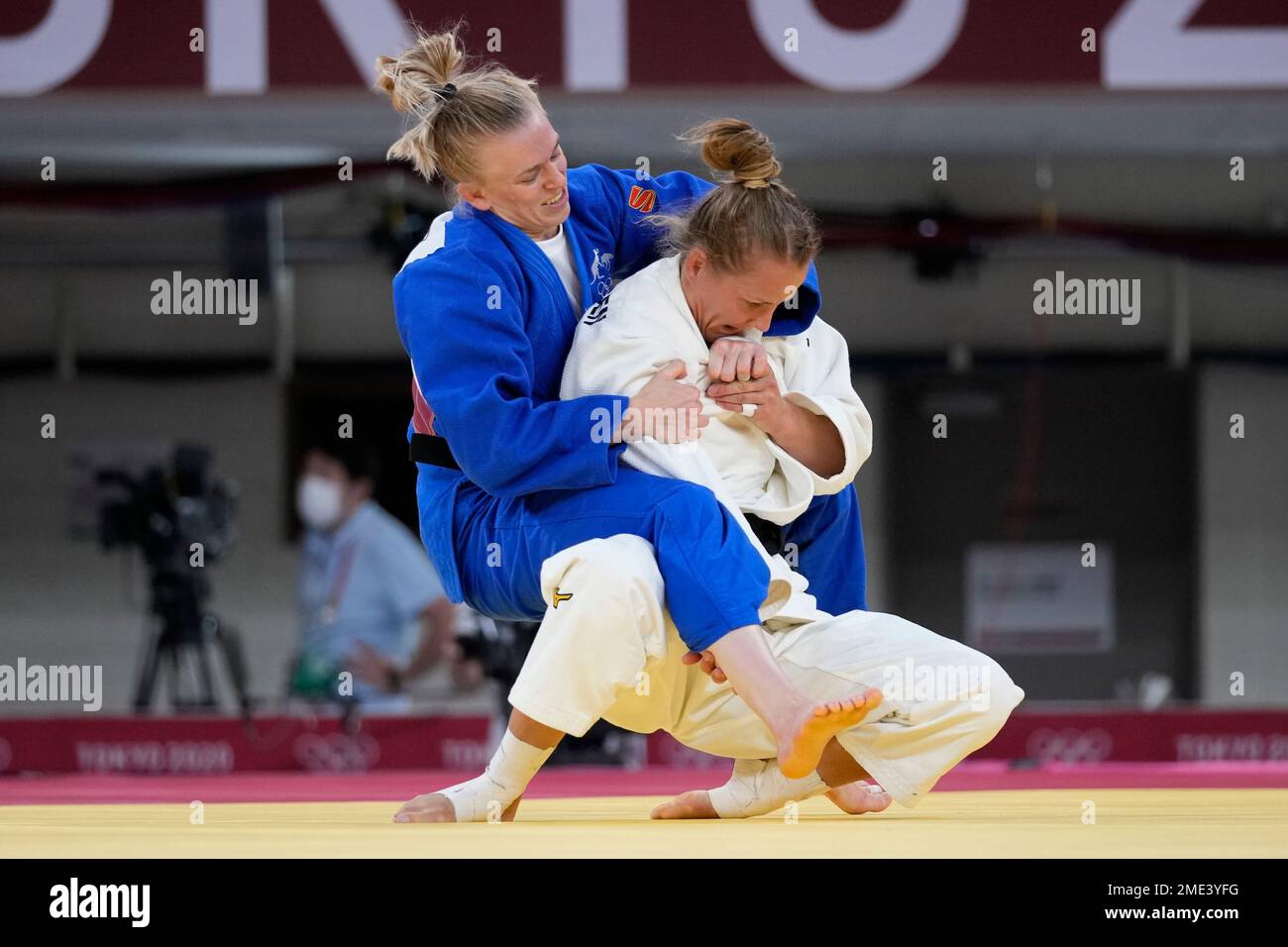 Juul Franssen of Netherlands, right, and Katharina Haecker of Australia ...