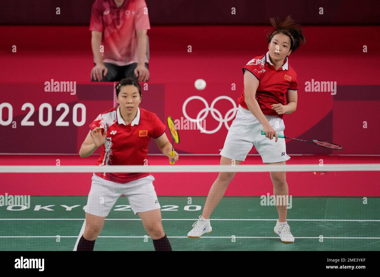 China's Chen Qing Chen and Jia Yi Fan play against South Korea's Kim So-yeong and Kong Hee-yong ...