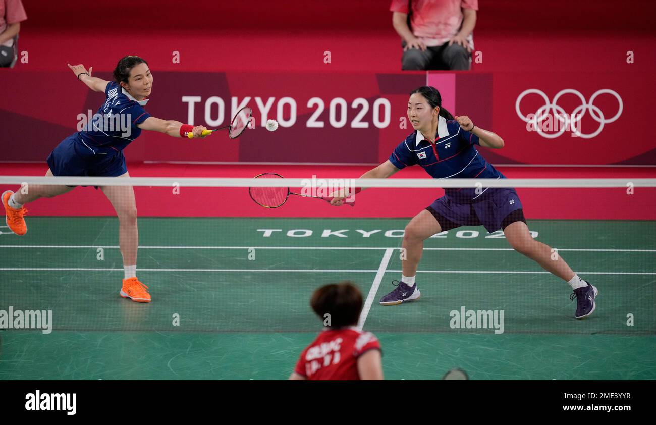 South Korea's Kim So-yeong and Kong Hee-yong play against China's Chen Qing Chen and Jia Yi Fan ...