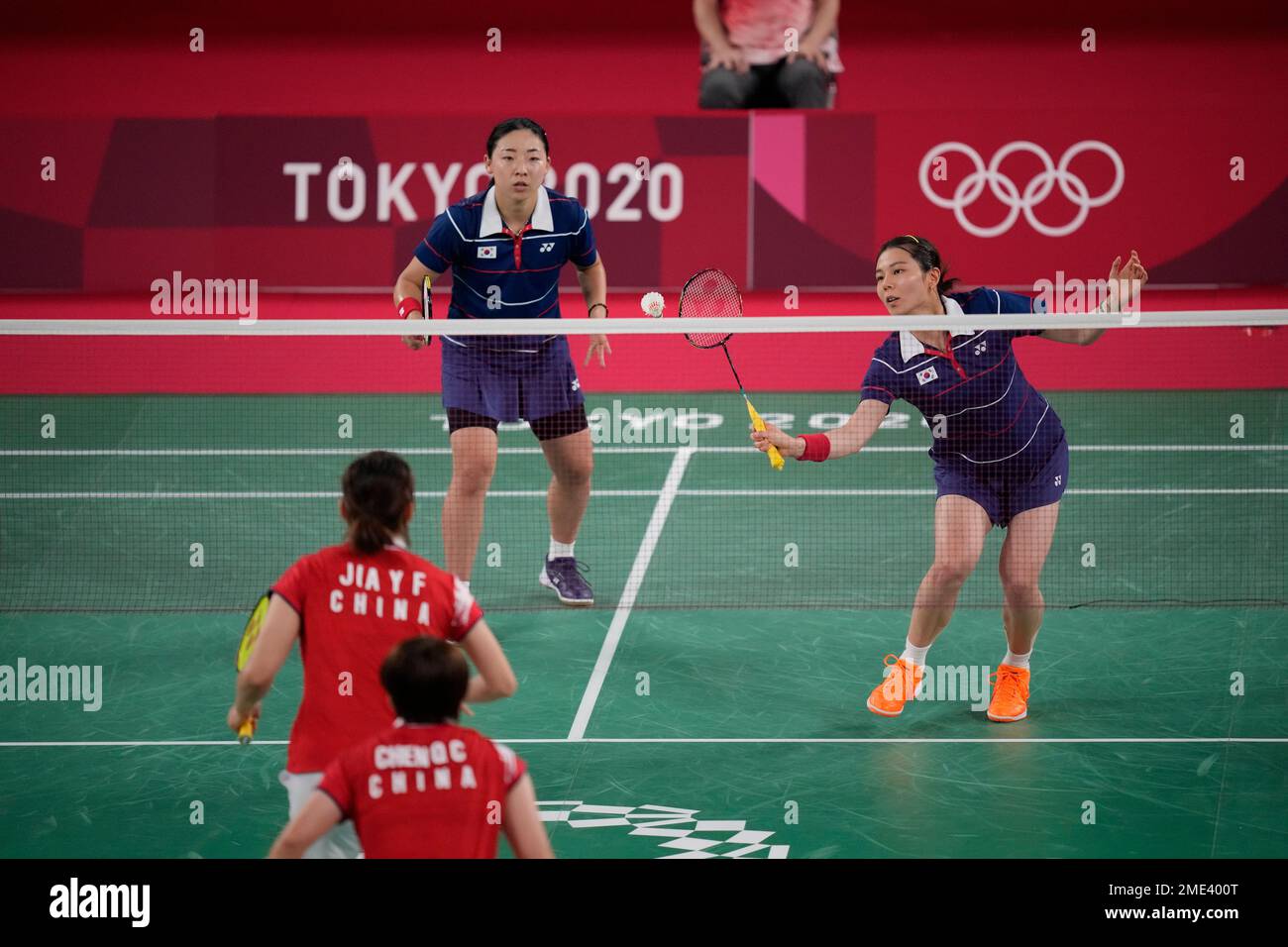 South Korea's Kim So-yeong and Kong Hee-yong play against China's Chen Qing Chen and Jia Yi Fan ...