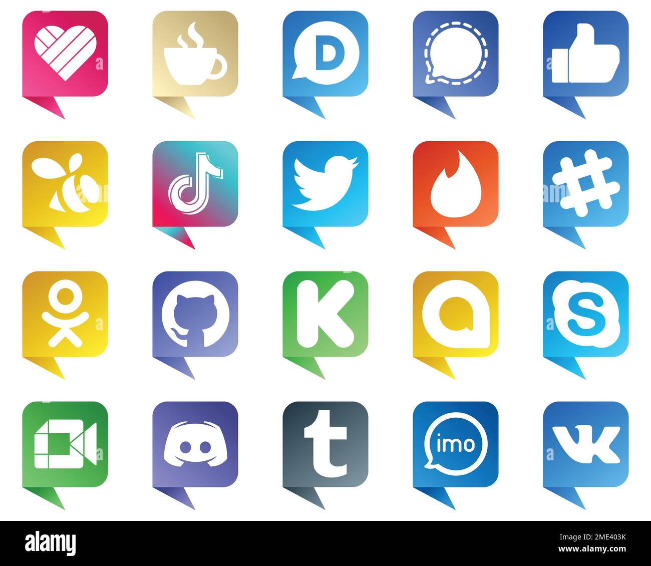 20 Modern Chat bubble style Social Media Icons such as tweet. like. china and douyin icons ...