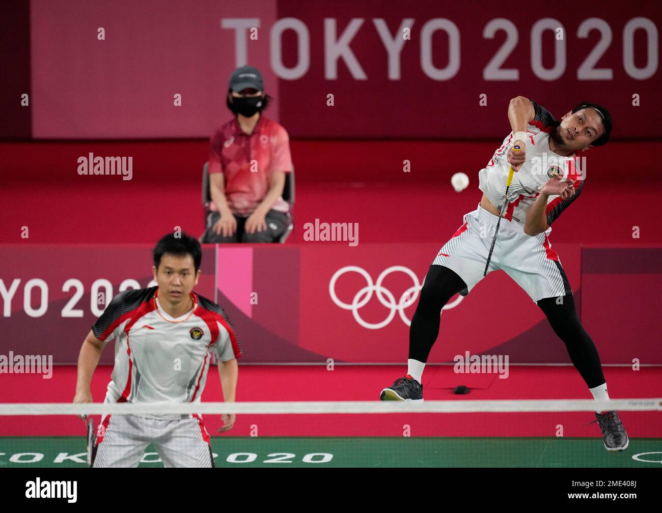 Indonesia's Hendra Setiawan and Mohammad Ahsan play against South Korea ...