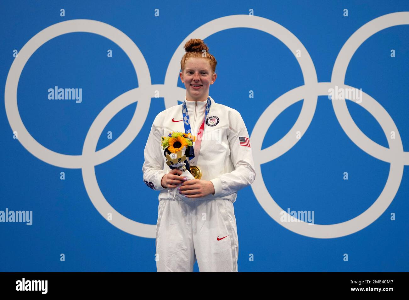 Gold medalist Lydia Jacoby of the United States celebrates on the ...
