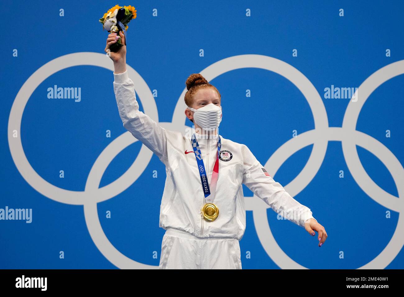 Gold medalist Lydia Jacoby of the United States celebrates on the ...