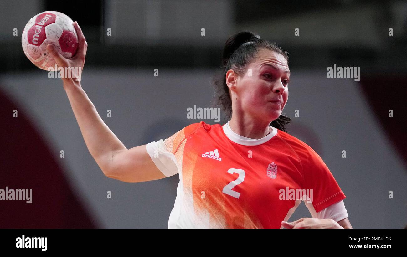 Hungary's Szandra Szollosi-Zacsik, left, tries to score during the ... Hungary's Szandra Szollosi-Zacsik, left, tries to score during the ...