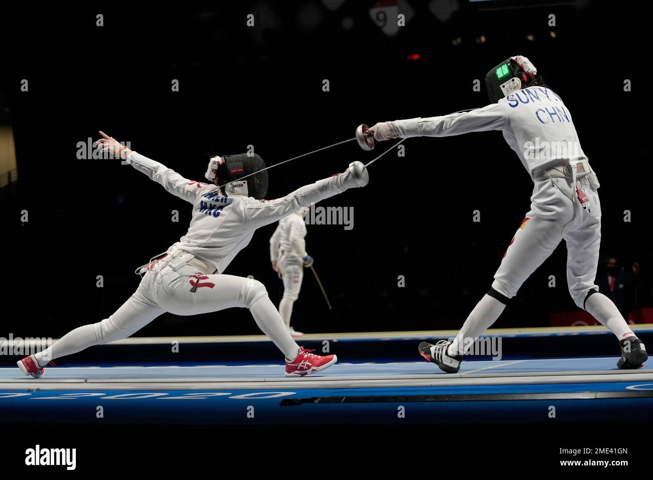 Sun Yiwen of China, right, and Hsieh Kaylin Sin Yan of Hong Kong ...