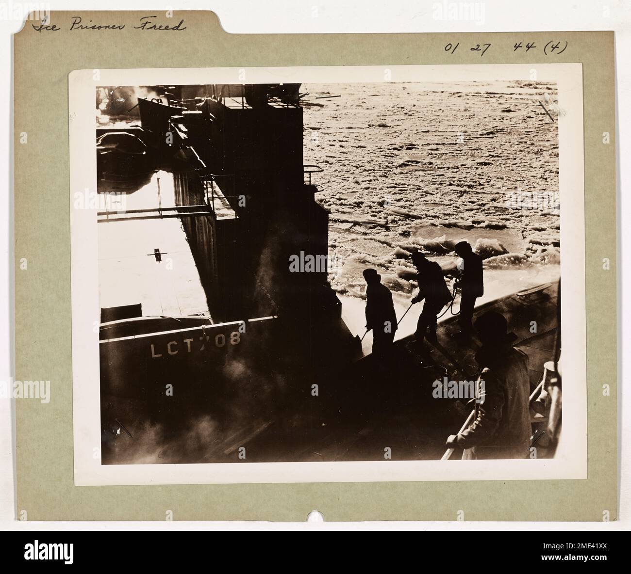 Ice Prisoner Freed. This image depicts a boat caught in an ice trap in ...