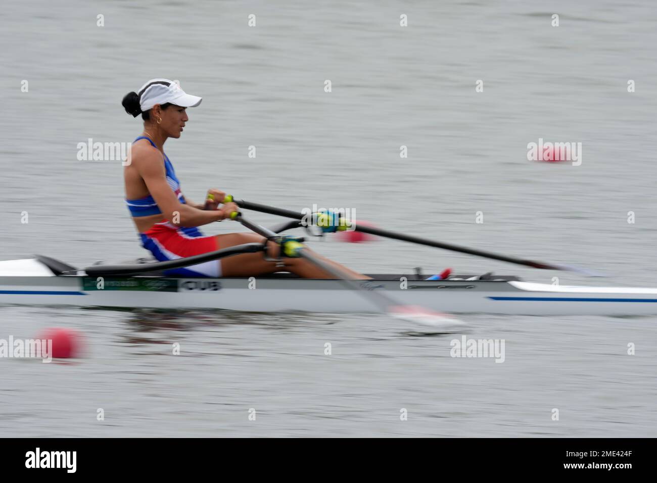 Milena Venega Cancio of Cuba trains during a rowing training session at ...