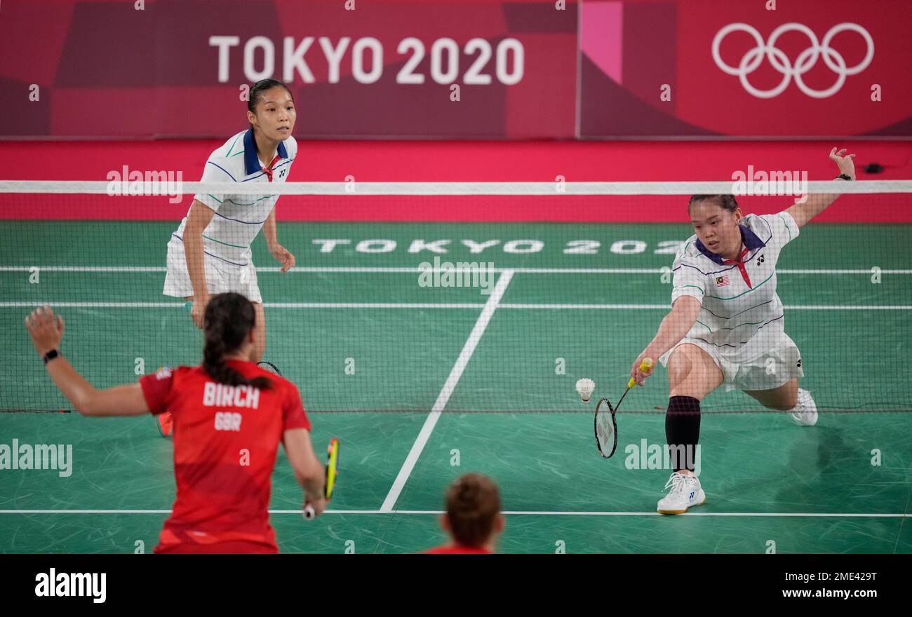 Malaysia's Chow Mei Kuan and Lee Meng Yeng play against Britain's Chloe ...