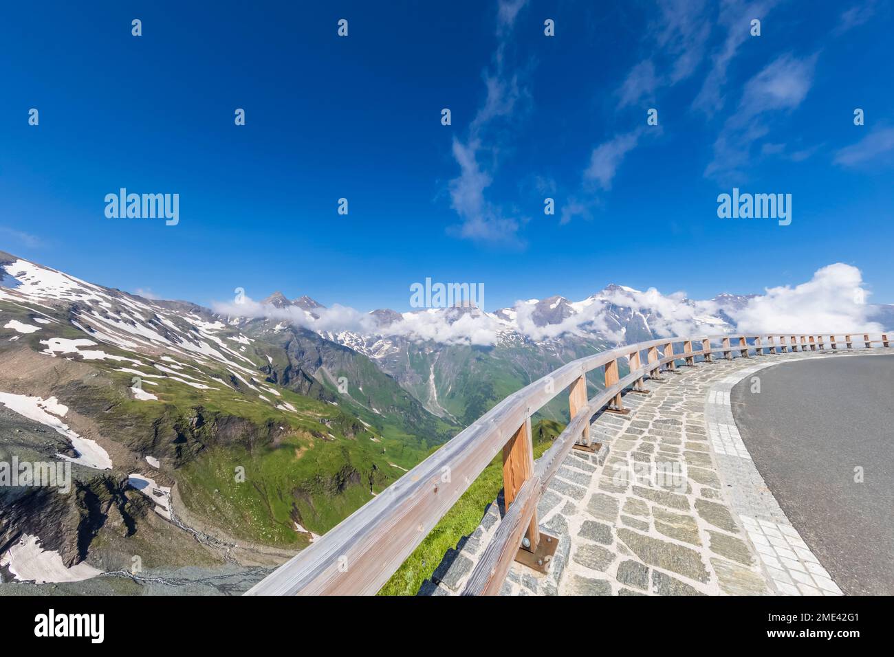Austria, Carinthia, Grossglockner High Alpine Road with various peaks ...