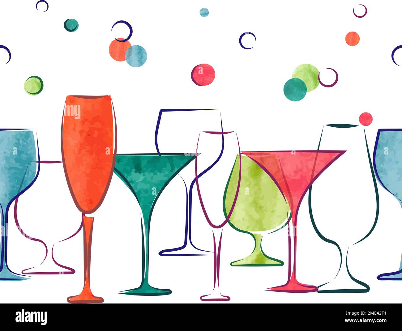 Cocktail party invitation or wine menu design. Vector border with ...