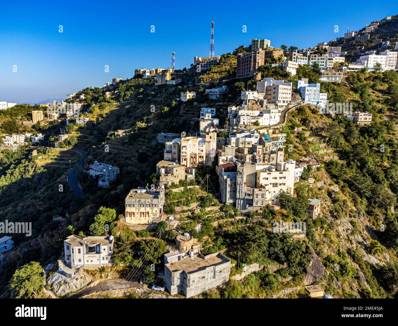 Saudi Arabia, Jazan Province, Faifa, Aerial view of rural settlement in ...