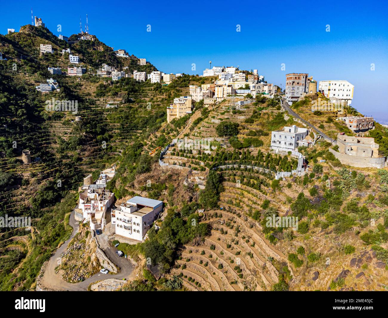 Saudi Arabia, Jazan Province, Faifa, Aerial view of rural settlement in ...