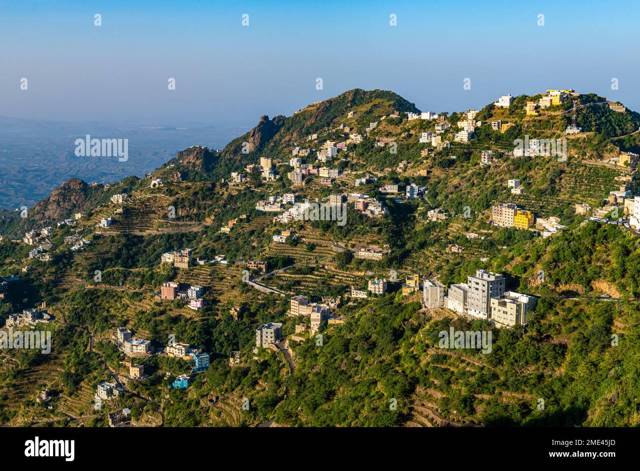 Saudi Arabia, Jazan Province, Faifa, Aerial view of rural settlement in ...