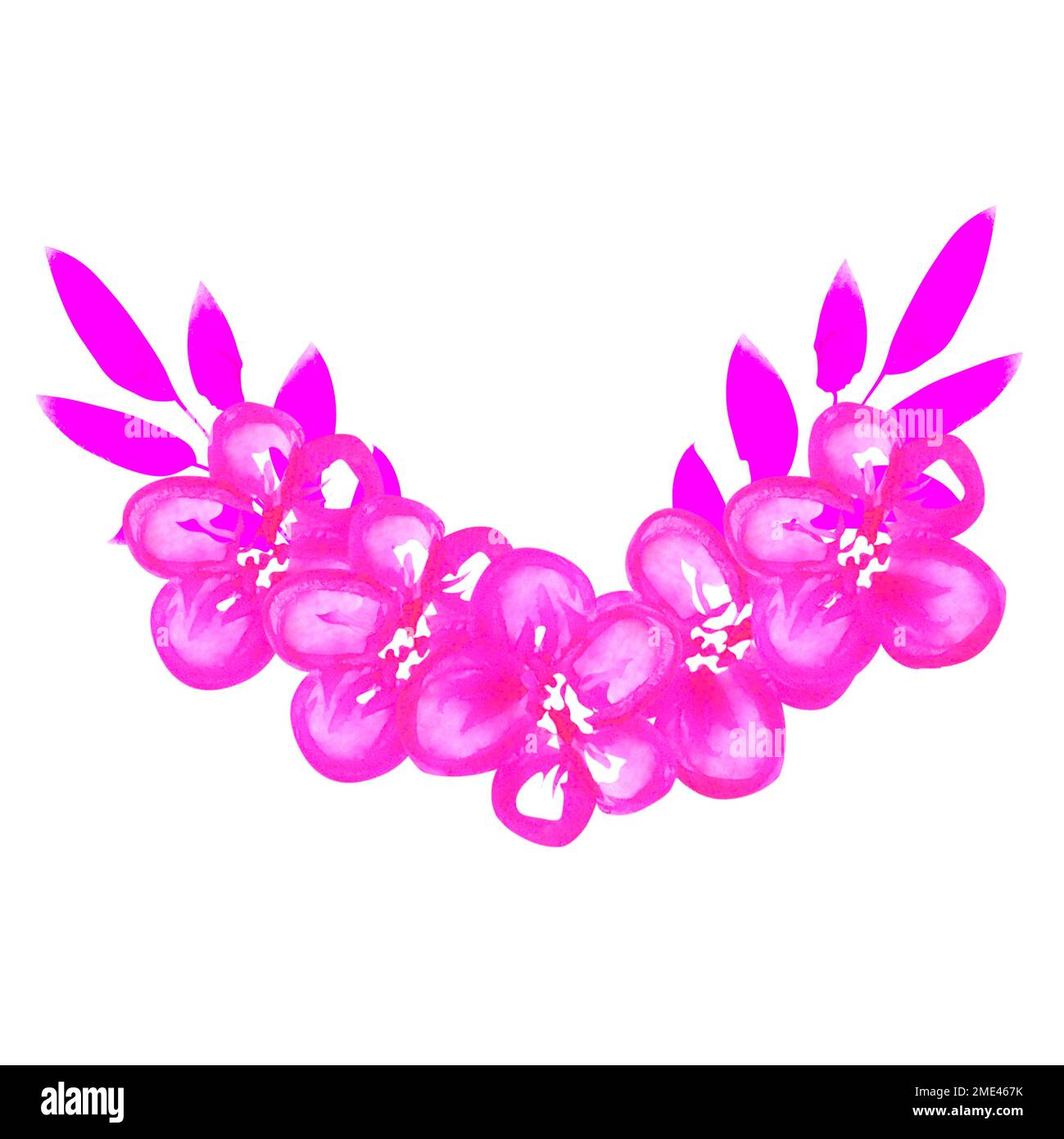 Pink flower illustration on a white background. Love heart for ...