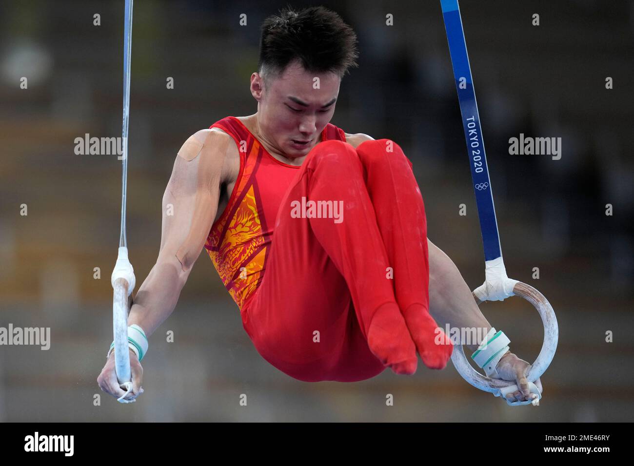 Sun Wei, of China, performs on the rings during the artistic gymnastic ...