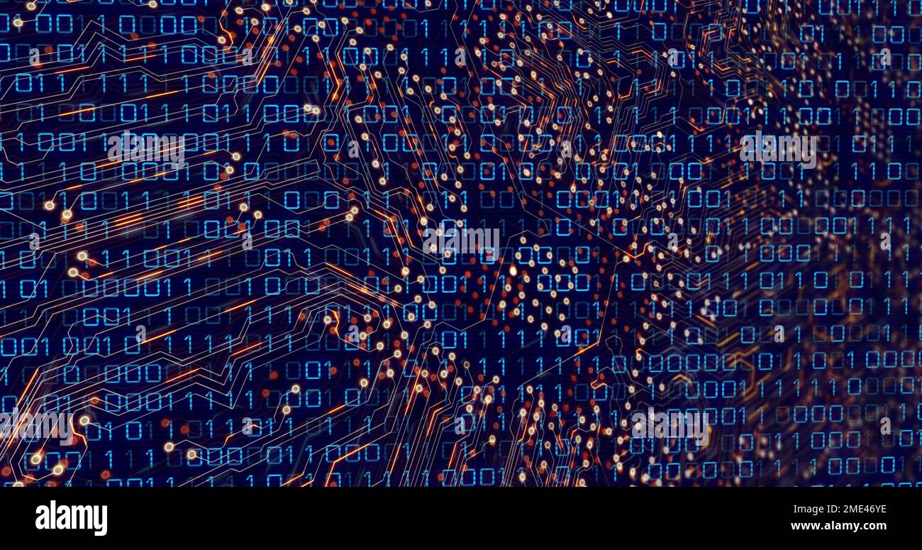 Image of binary code over integrated circuit Stock Photo - Alamy