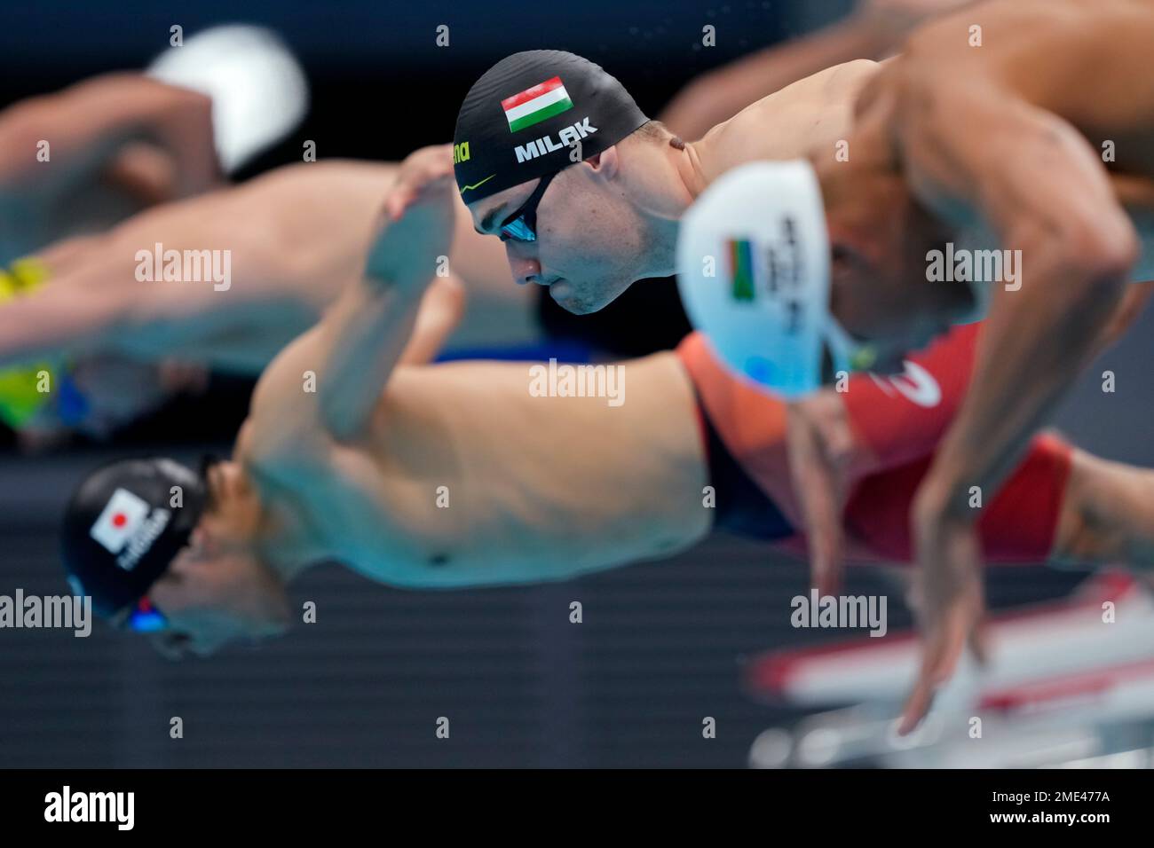 Kristof Milak of Hungary starts in his heat during the men's 200-meter ...