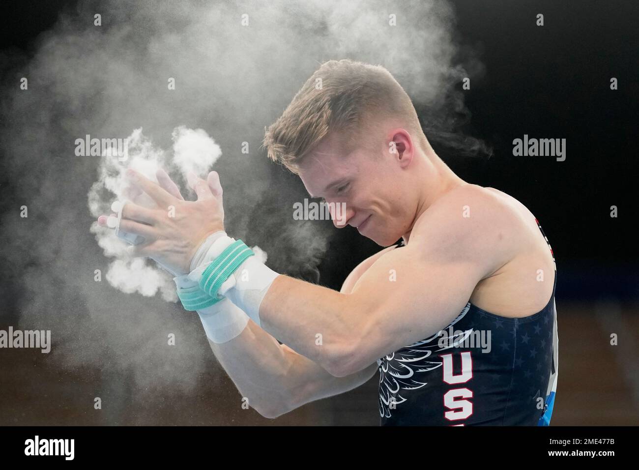 Shane Wiskus, of the United States, finishes his performance on the ...