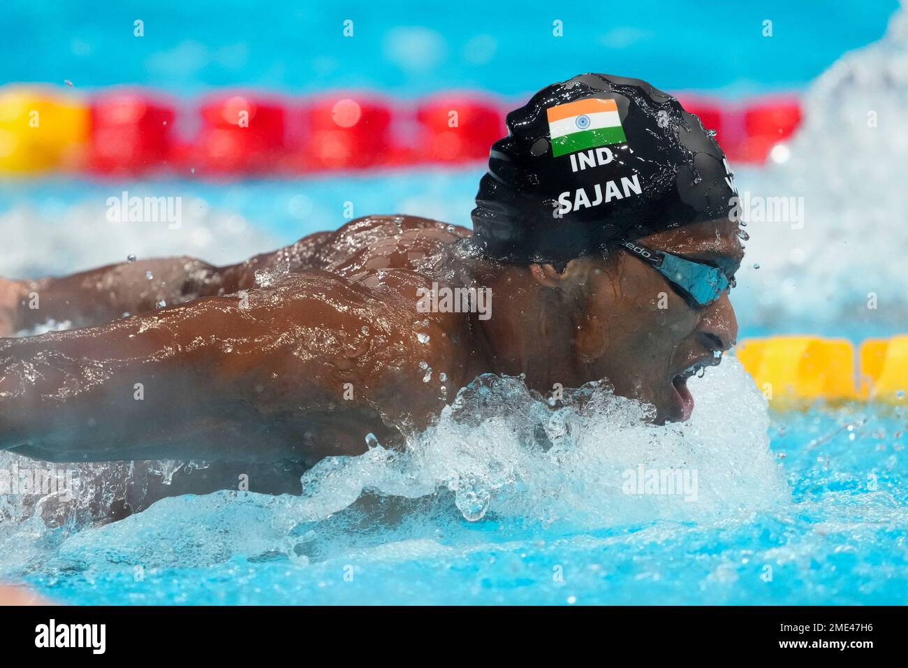 Sajan Prakash, of India,swims in a heat during the men's 200-meter ...