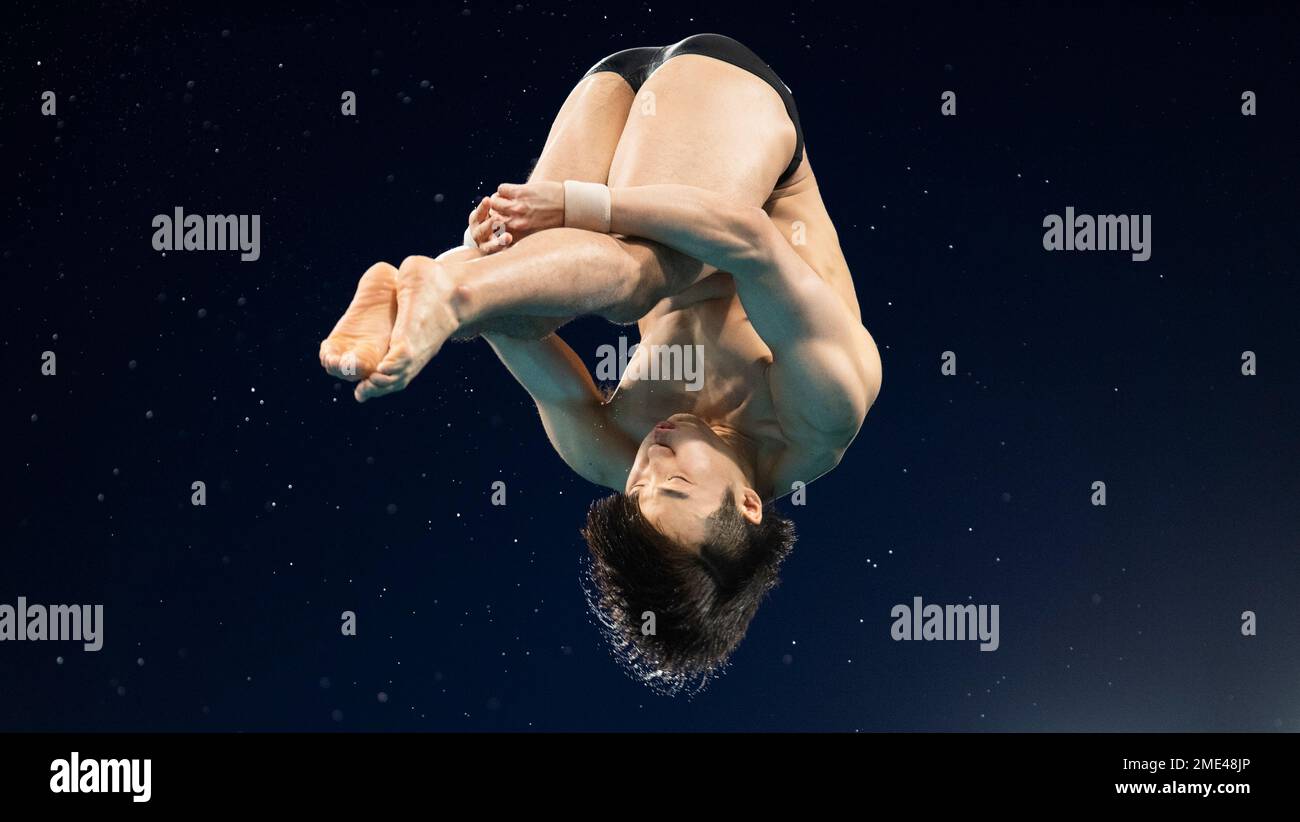 South Korea's Ha-ram Woo competes during the men's synchronized 10m ...