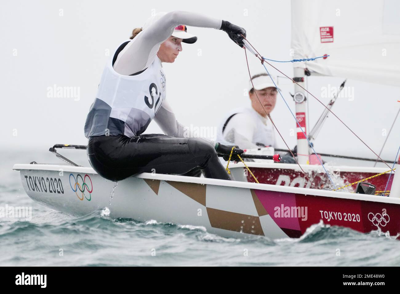 Switzerland's Maud Jayet competes during race 1 of the women's Laser ...